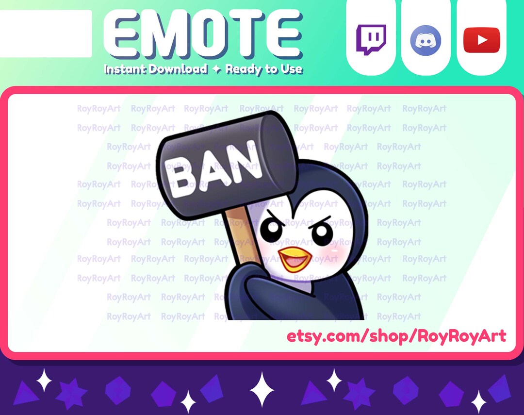 Twitch Emote - Cute Penguin Ban Hammer Emote / Sub Emoji - Etsy