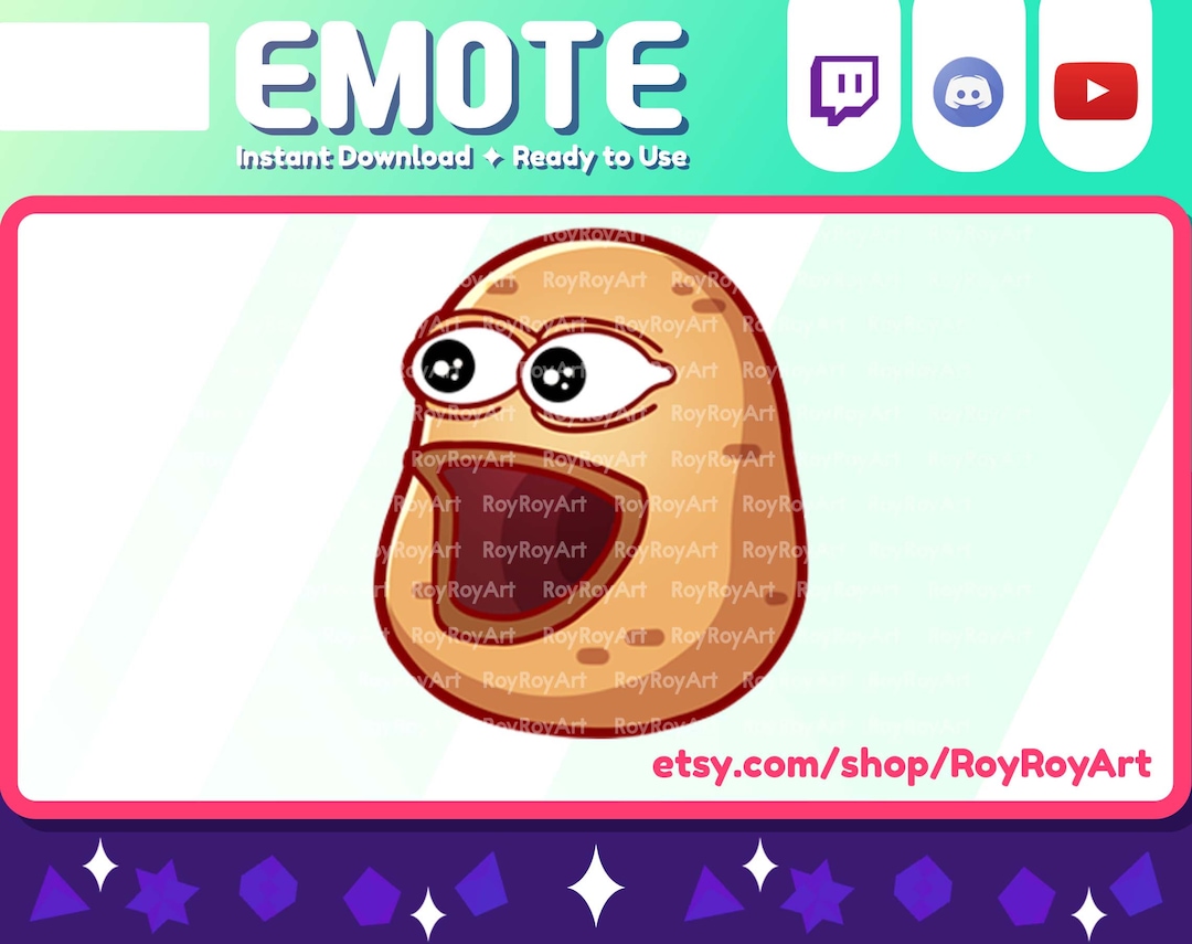 Twitch Emote - Cute Potato Poggers Emote / Sub Emoji - Etsy