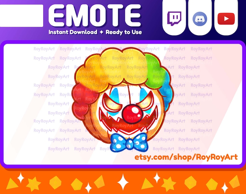 Halloween Twitch Emote Scary Pumpkin Clown Sub Emoji - Etsy