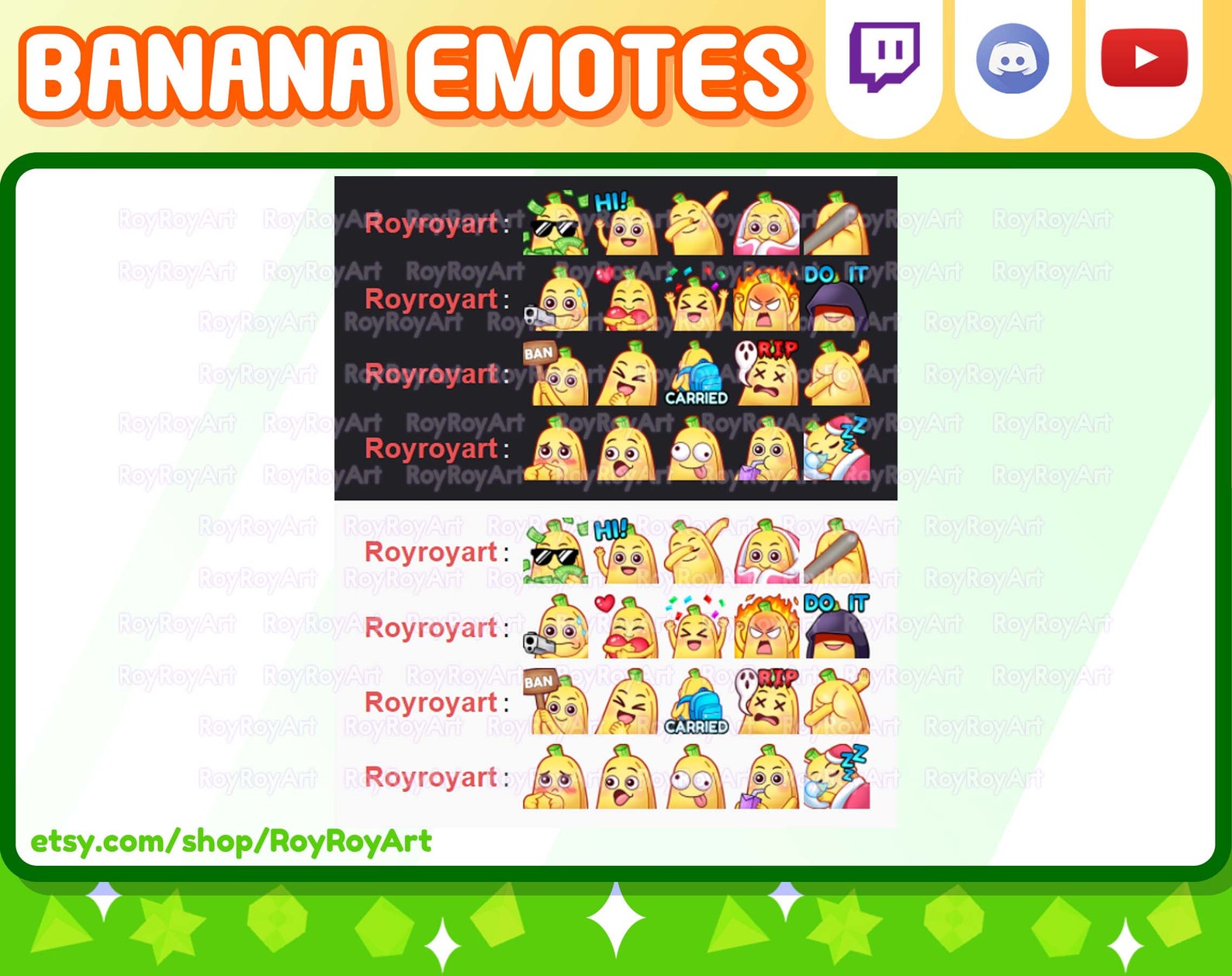 Twitch Emotes Cute Banana Mega Pack Emotes / 20 Emotes - Etsy Canada