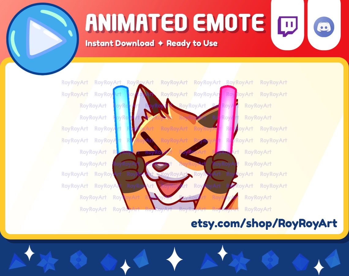 Twitch Emote Animated - Fox Kitsune Rave Lightsticks Emote Animated - Etsy