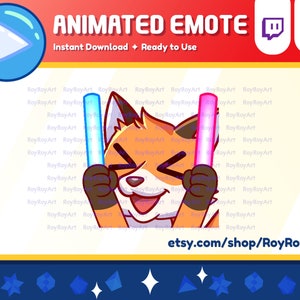 Twitch Emote Animated - Fox Kitsune Rave Lightsticks Emote Animated - Etsy