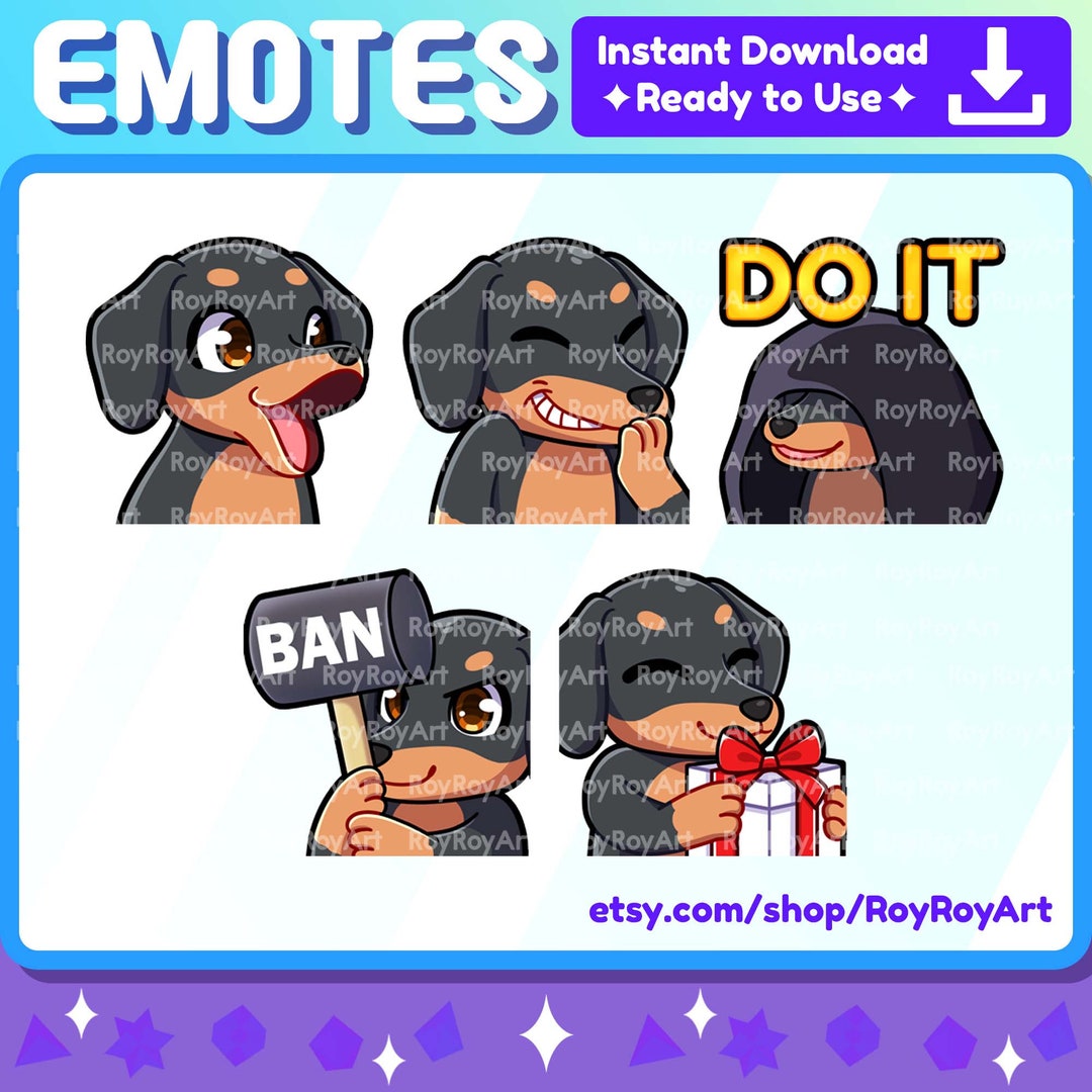 Twitch Emotes - Black Dog Dachshund Pack 2 / Pog, Laughing, Do It, Ban ...