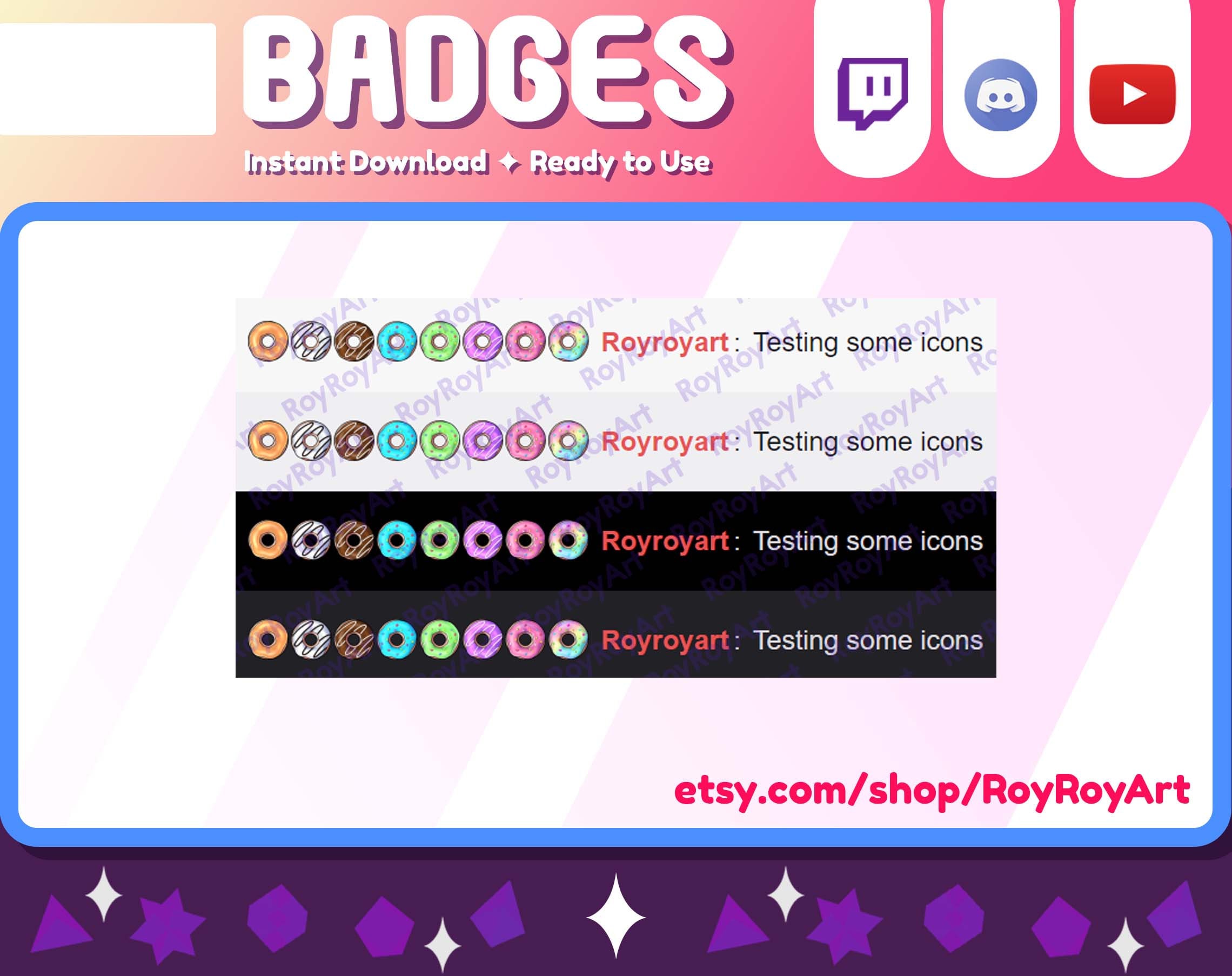 Twitch Sub Badges Donut Pack | Etsy