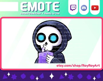 Twitch Emote / Cute Grim Reaper Sip, Sipping Tea, Drink Emotes / Kawaii ...
