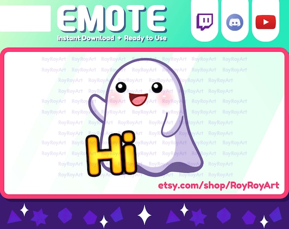Twitch Emote Kawaii Ghost Hi Hello Emote / Sub Emoji - Etsy