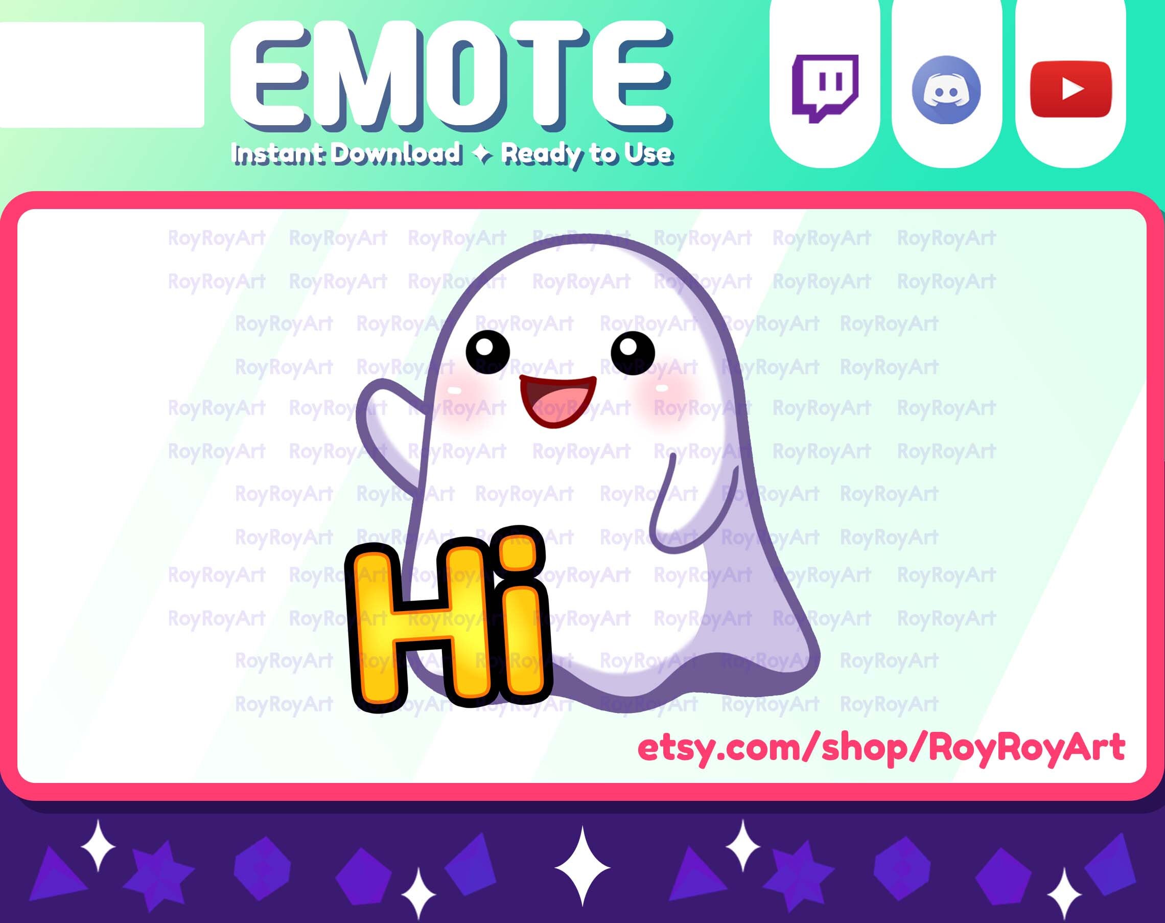 Twitch Emote - Kawaii Ghost Hi Hello Emote / Sub Emoji - Etsy Australia