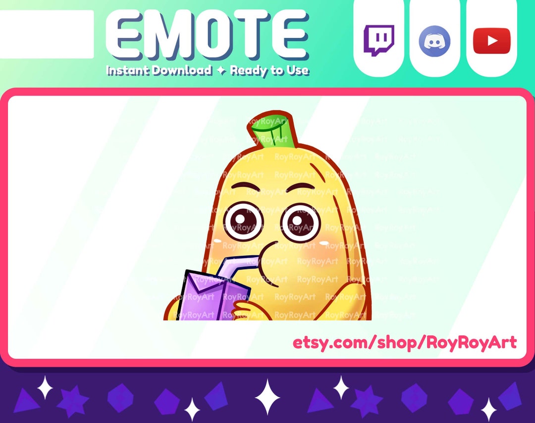 Twitch Emote - Cute Banana Sip Drink Sub Emoji - Etsy