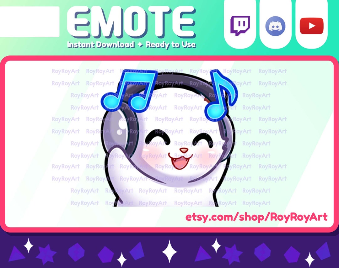 Twitch Emote - White Cat Music Jam Emote / Sub Emoji - Etsy