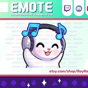 Twitch Emote - White Cat Music Jam Emote / Sub Emoji - Etsy
