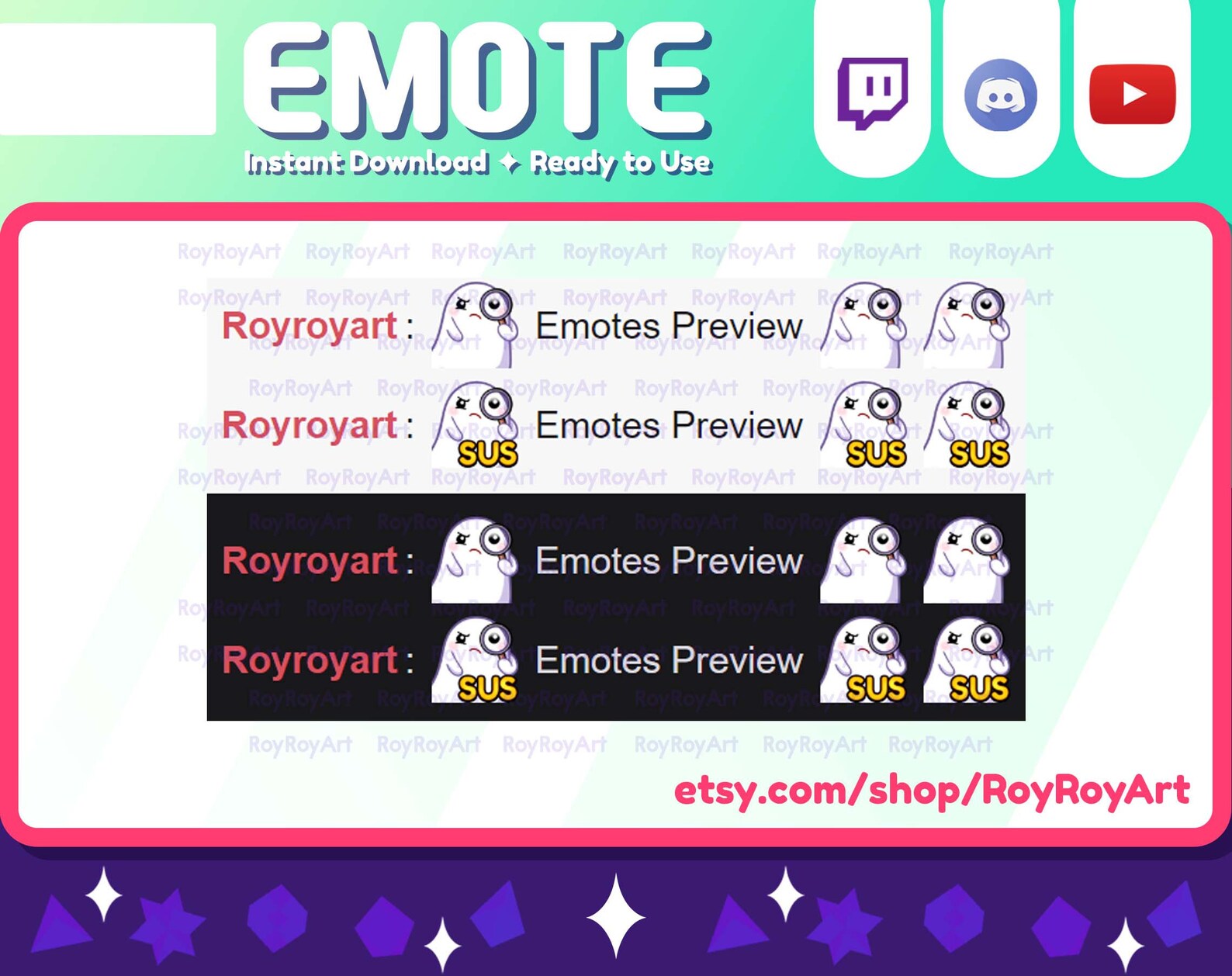 Twitch Emote Kawaii Ghost Sus Emote / Sub Emoji - Etsy