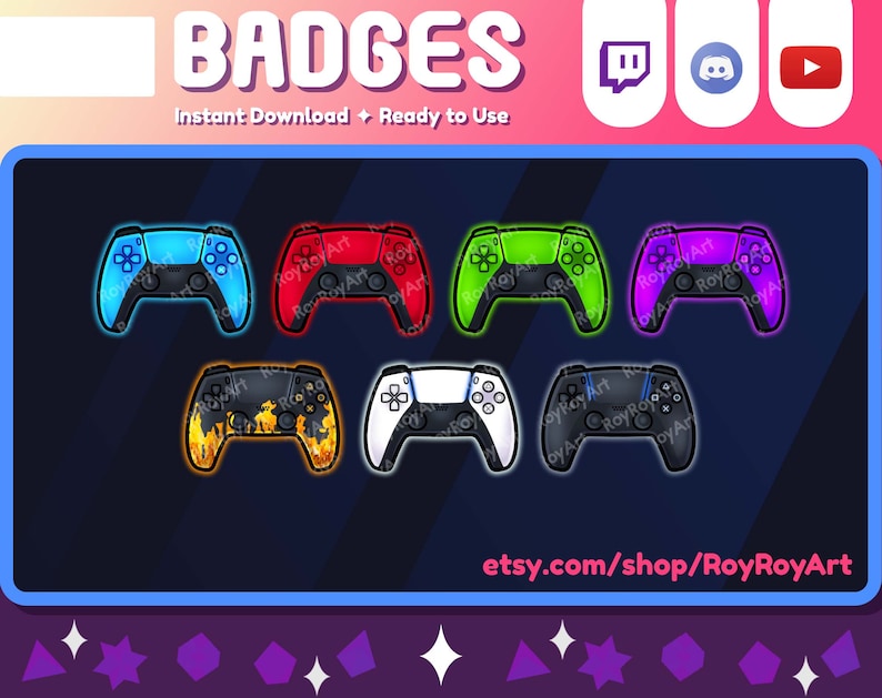 Twitch Sub Badges PS5 Controller Pack - Etsy UK