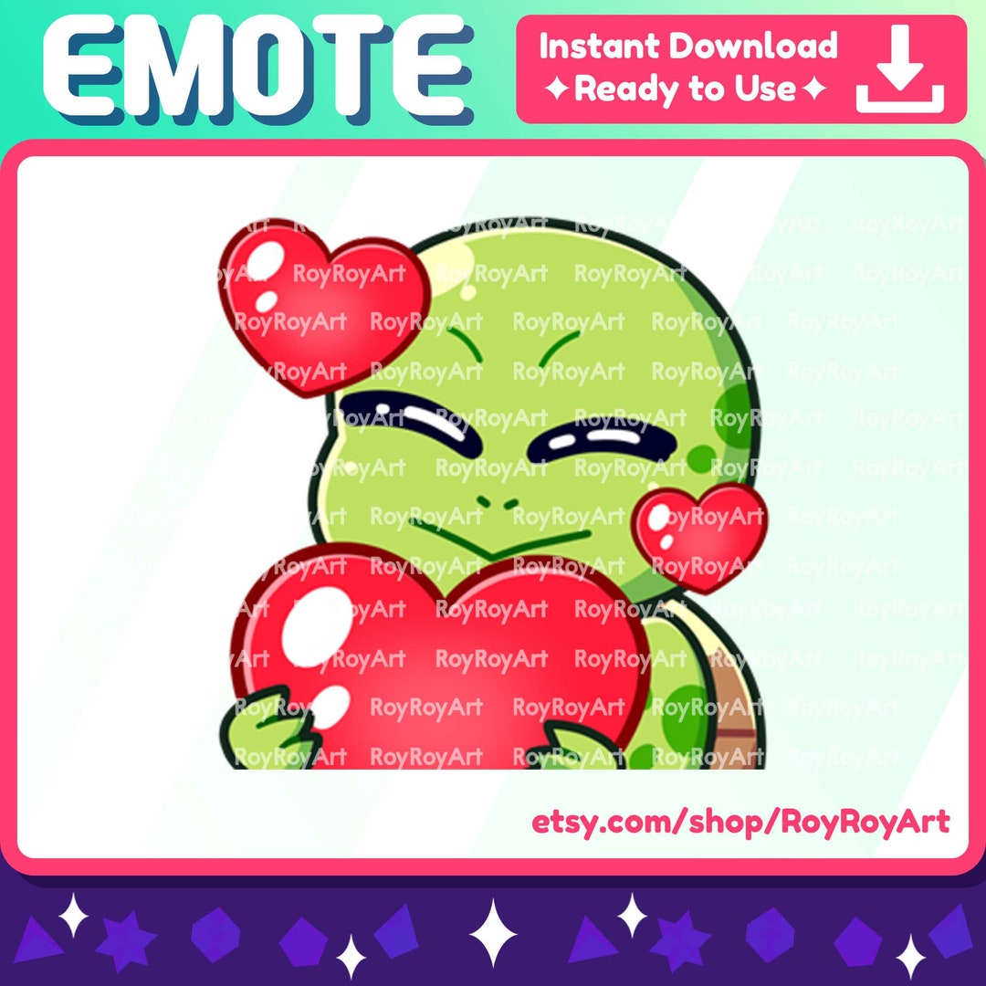 Twitch Emote - Turtle Love Holding a Heart Emote / Sub Emoji - Etsy