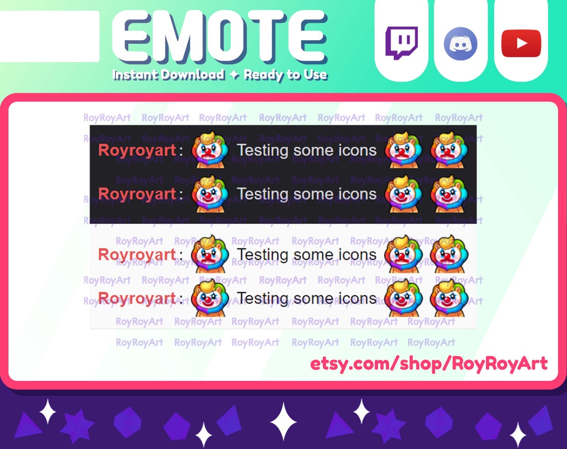 Twitch Emote Lindo Payaso León Emote Feliz Triste / Sub | Etsy España