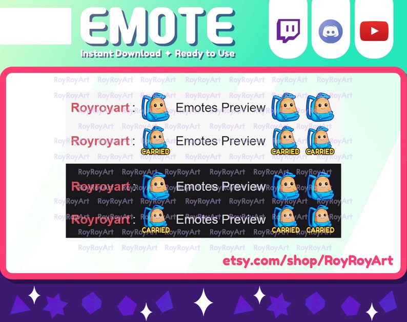 Twitch Emote Cute Potato Carried Carry Emote / Sub Emoji - Etsy