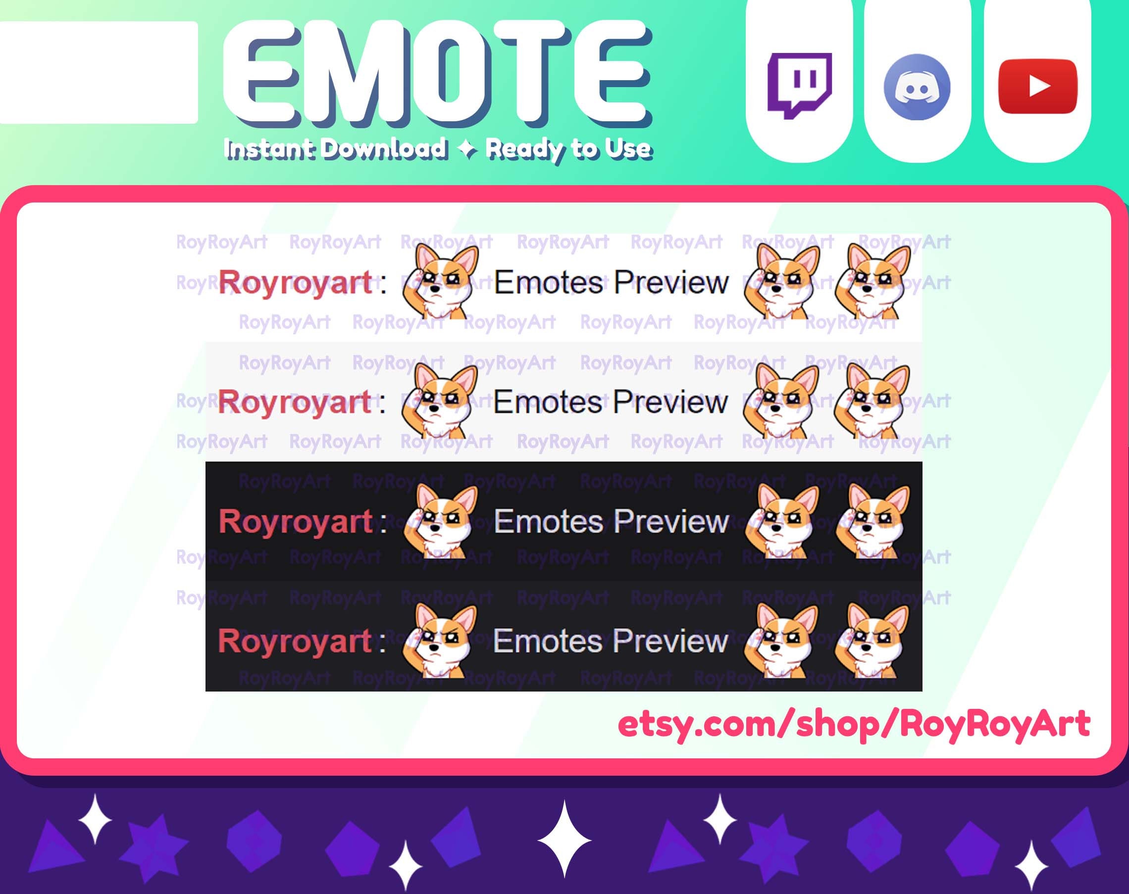 Twitch Emote - Cute Dog Corgi Salute Emote / Sub Emoji - Etsy