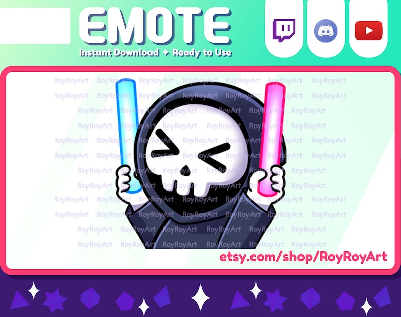 Twitch Emote - Halloween Grim Reaper Rave Lightsticks Party Sub Emoji ...