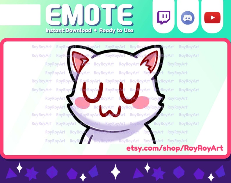 Twitch Emote White Cat UWU Emote / Sub Emoji - Etsy