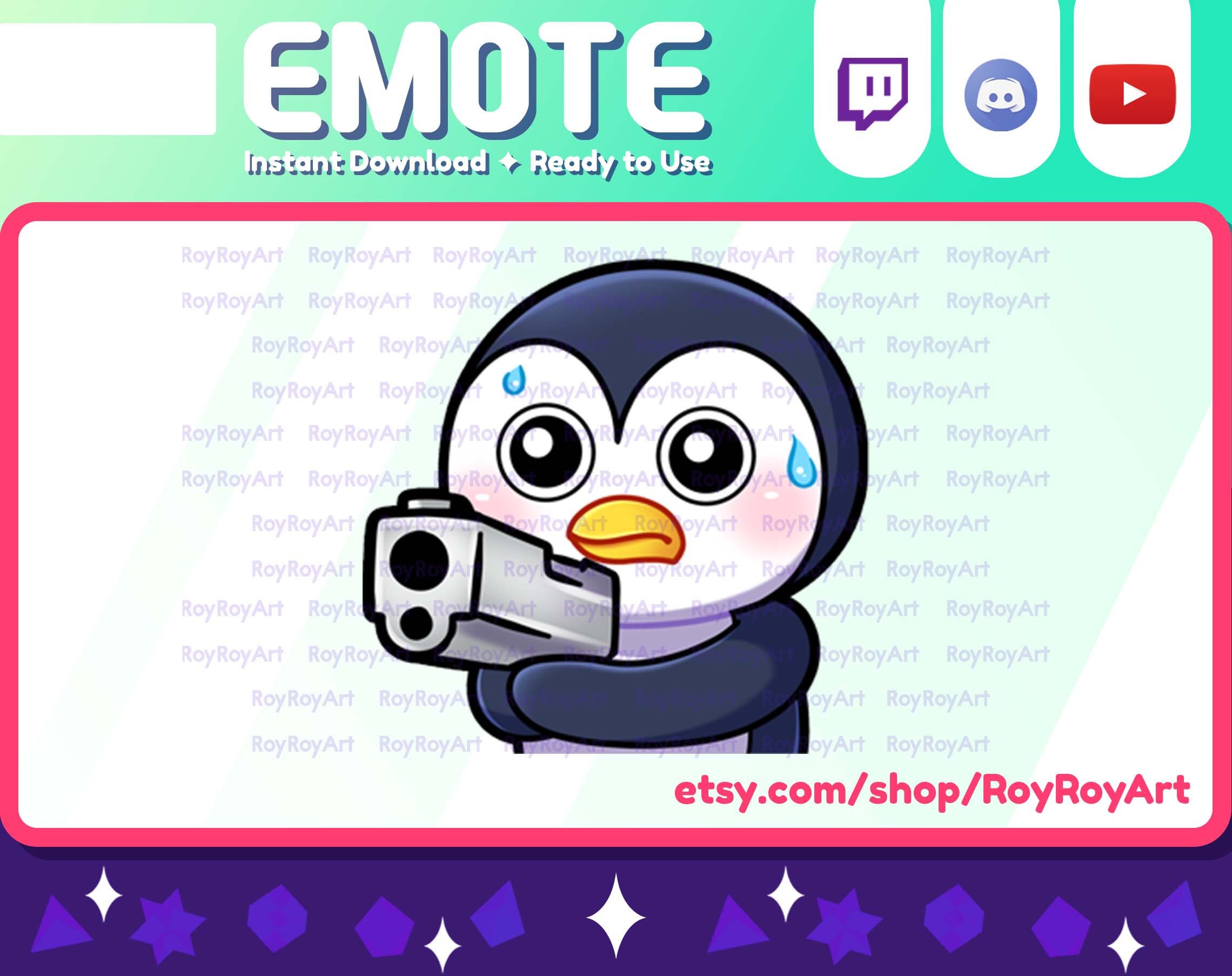 Twitch Emote Mignon Pingouin Gun Emote / Sub Emoji - Etsy France