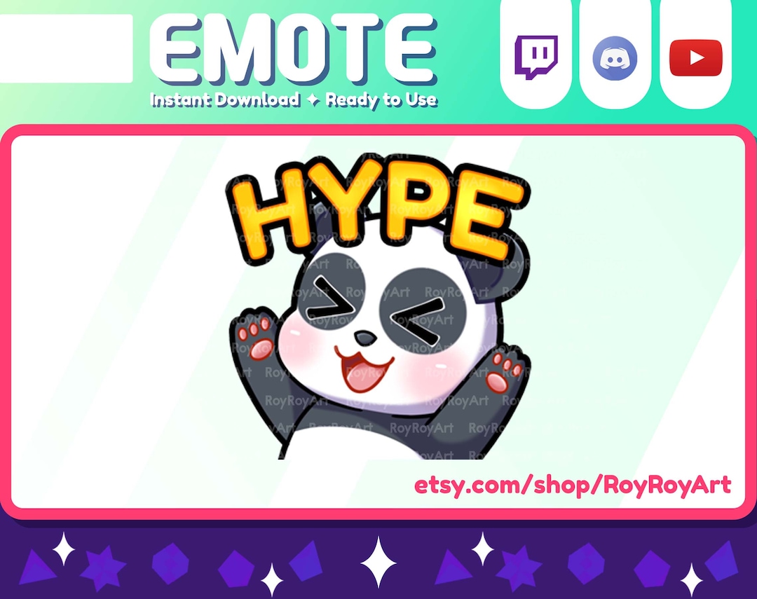 Twitch Emote - Cute Panda Hype Emote / Sub Emoji - Etsy