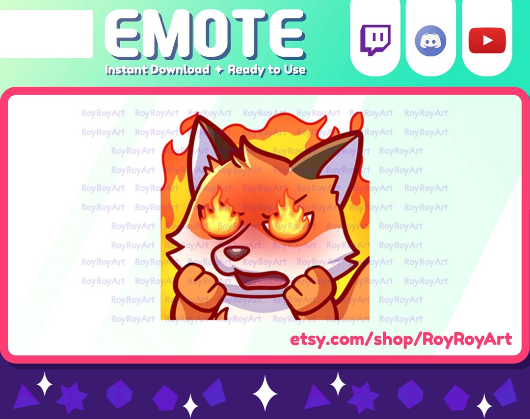 Twitch Emote - Cute Fox Kitsune Angry Mad Fire Sub Emoji - Etsy Singapore