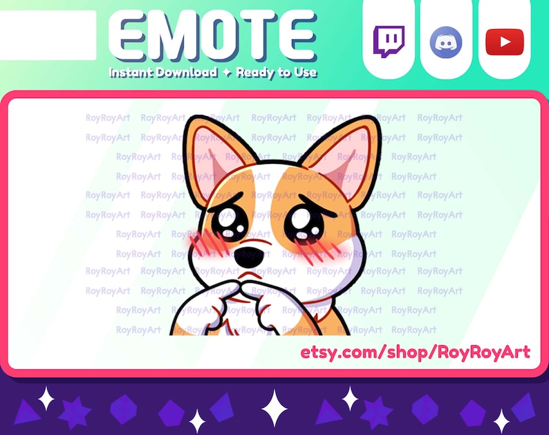 Twitch Emote - Cute Dog Corgi Shy Emote / Sub Emoji - Etsy