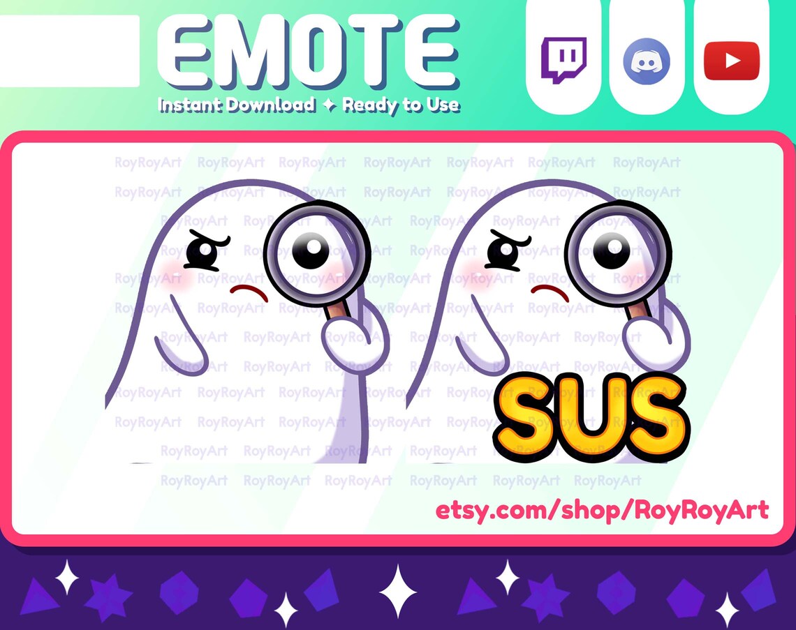 Twitch Emote Kawaii Ghost Sus Emote / Sub Emoji - Etsy