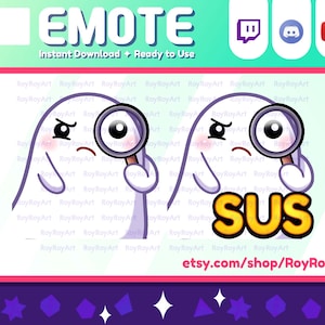 Twitch Emote Kawaii Ghost Sus Emote / Sub Emoji - Etsy