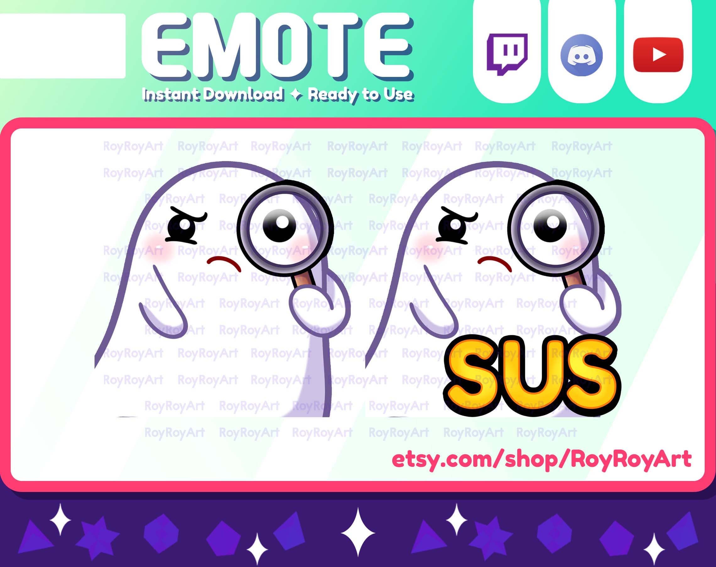 Twitch Emote - Kawaii Ghost Sus Emote / Sub Emoji - Etsy