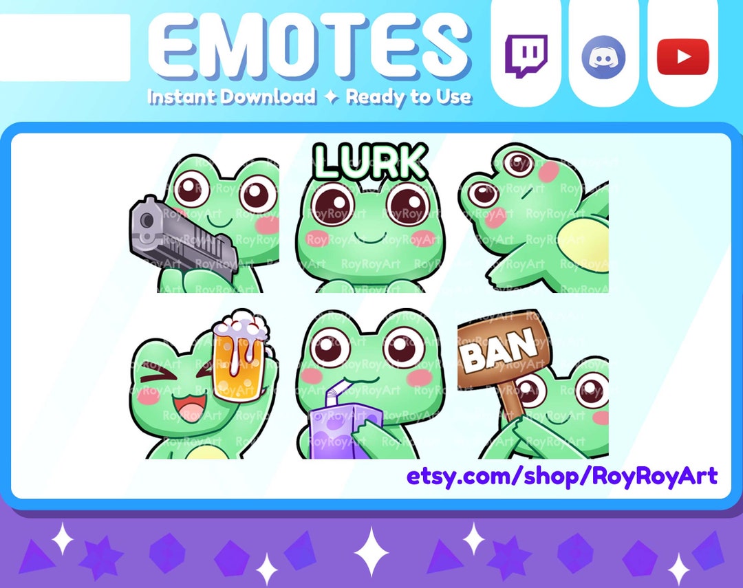 Twitch Emotes - Cute Frog Toad Emotes Pack / Gun, Lurk, Laying Lazy ...