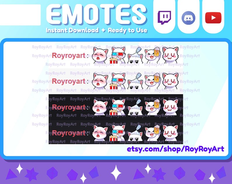 Twitch Emotes White Cat Mega Pack Include 20 Emotes V2 - Etsy