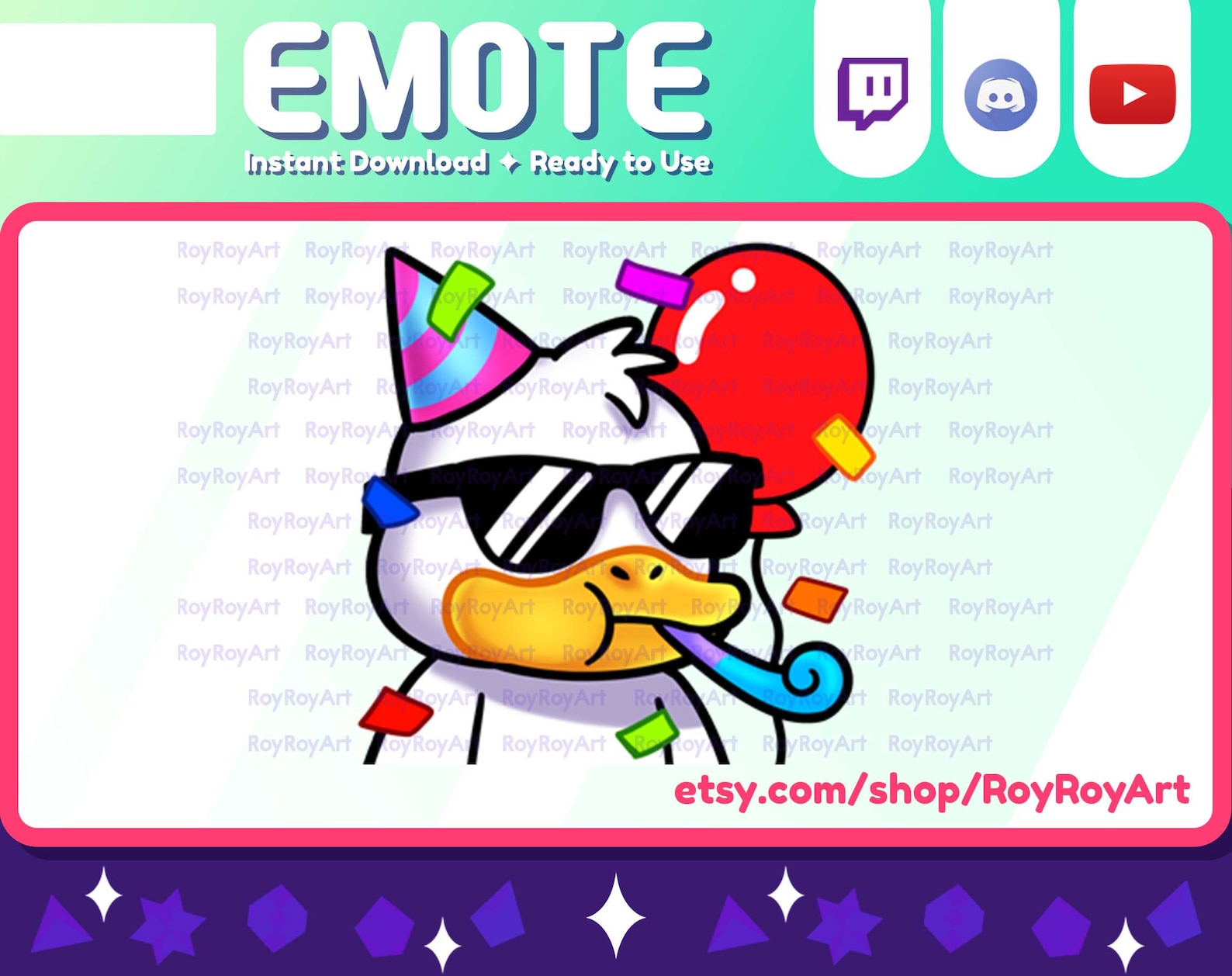 Twitch Emote Cool Duck Birthday Party / Sub Emoji Discord - Etsy