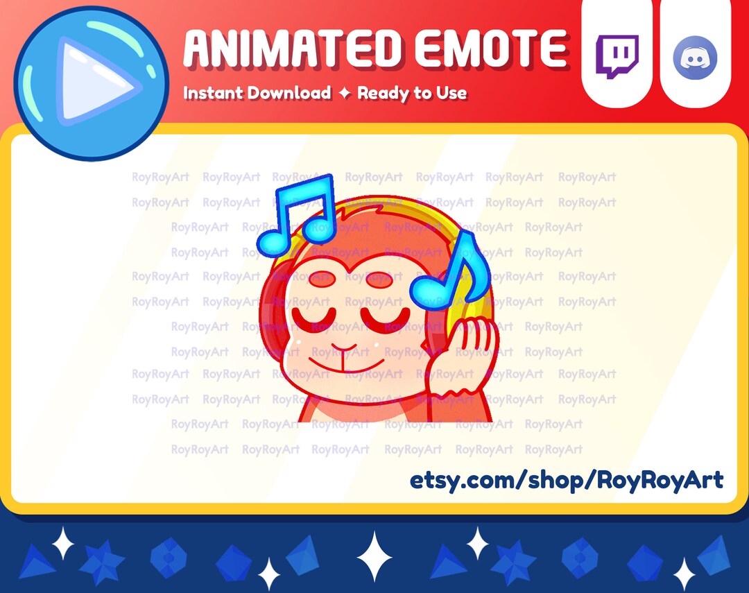 Twitch Emote Animated - Cute Monkey Music Jam Vibing Party Emote ...