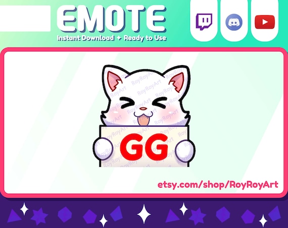 Twitch Emote White Cat GG - Etsy