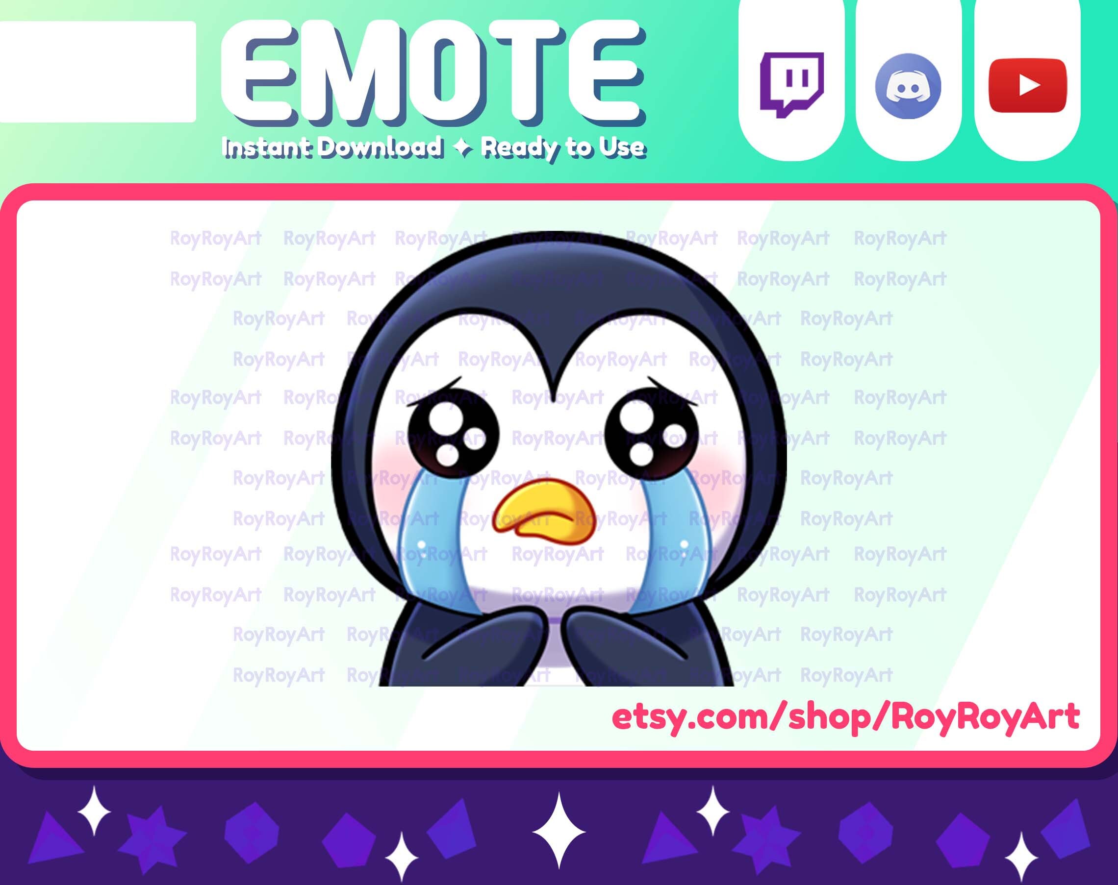 Twitch Emote - Cute Penguin Crying Sad Emote / Sub Emoji - Etsy