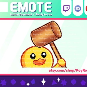 Twitch Emote - Cute Yellow Duck Emote Bonk Hammer / Stream Sub Emoji - Etsy