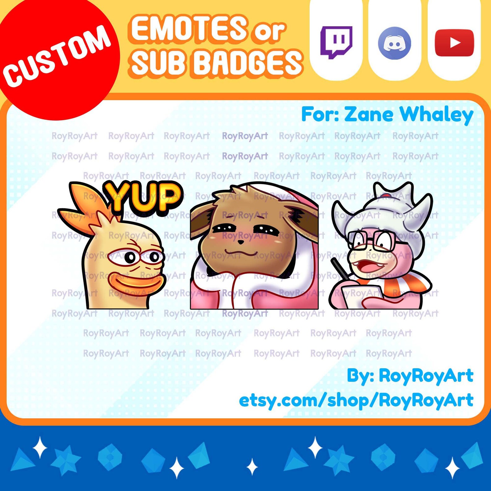 3x Custom Twitch Emotes or Sub Badges for | Etsy