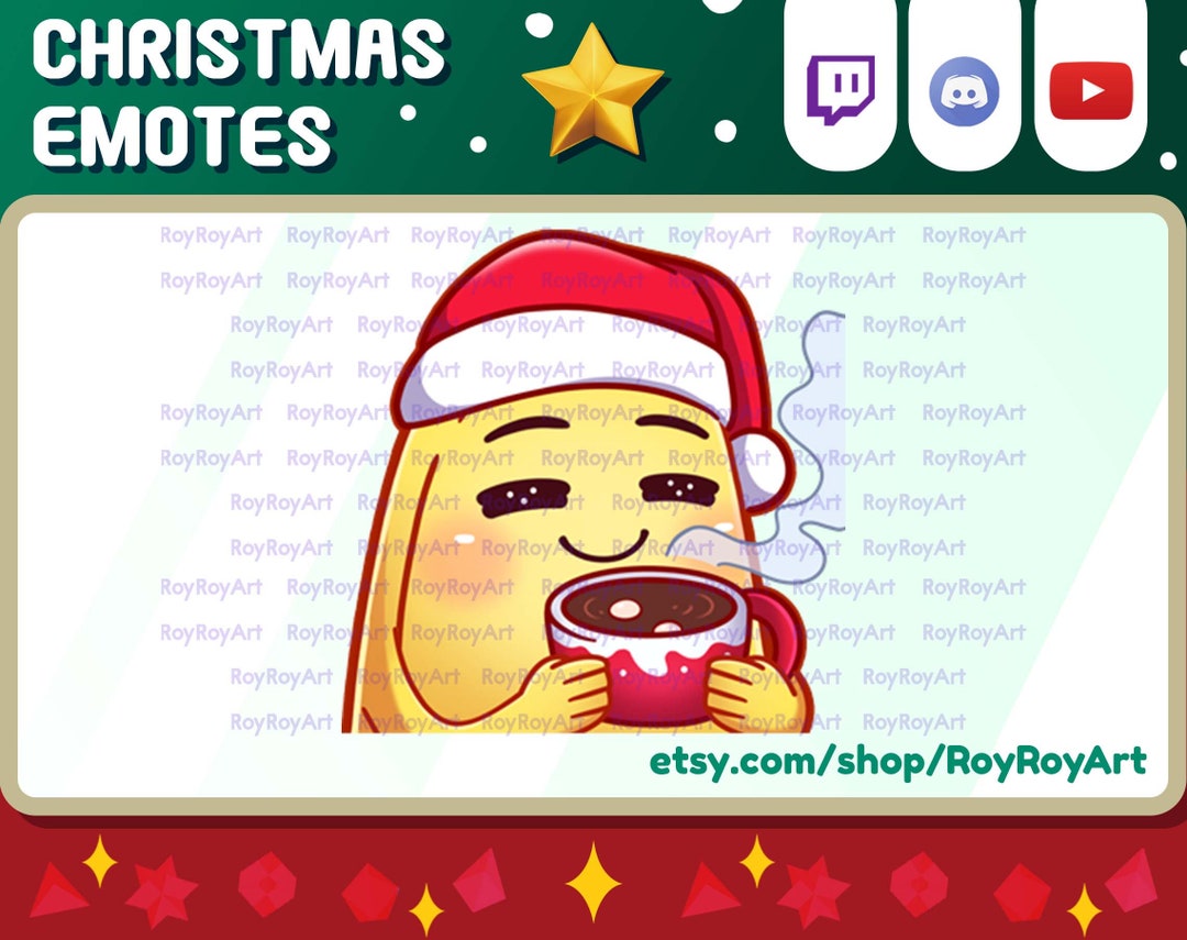 Twitch Emote Christmas - Cute Banana Gift Sip Hot Chocolate Emote / Sub ...