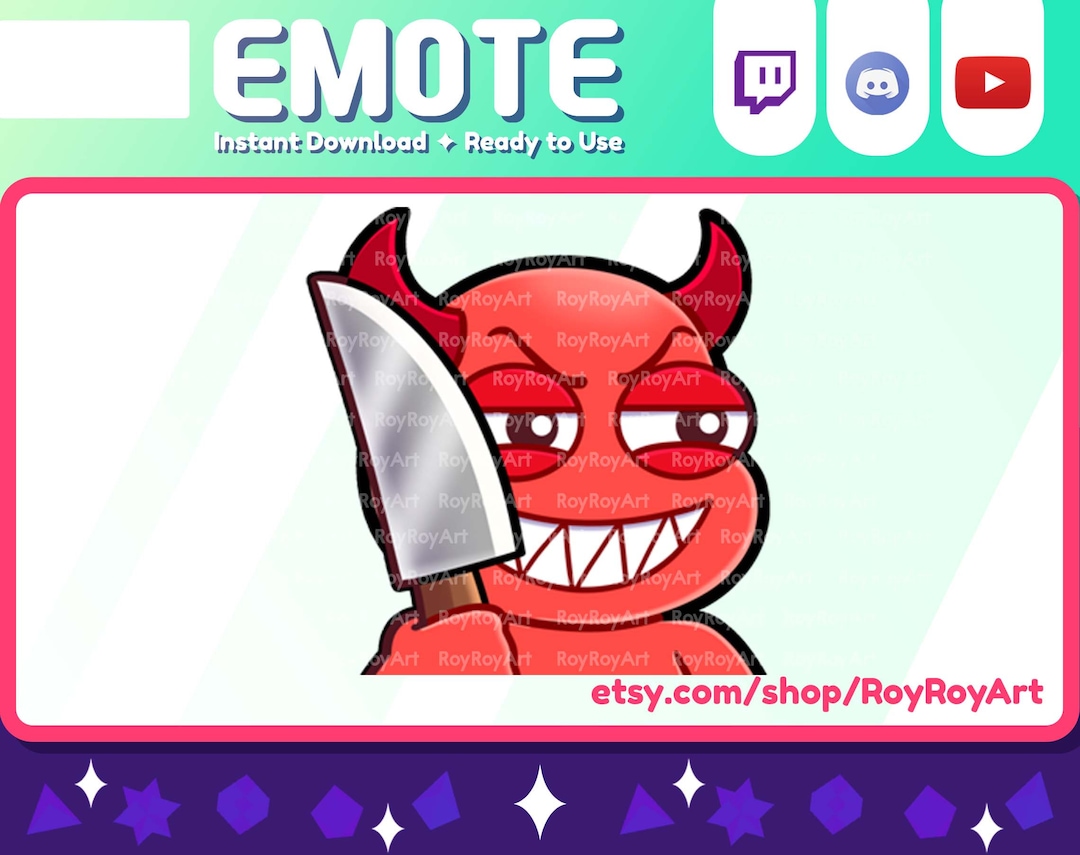 Twitch Emote - Cute Devil Evil Knife Stab Emote / Sub Emoji - Etsy