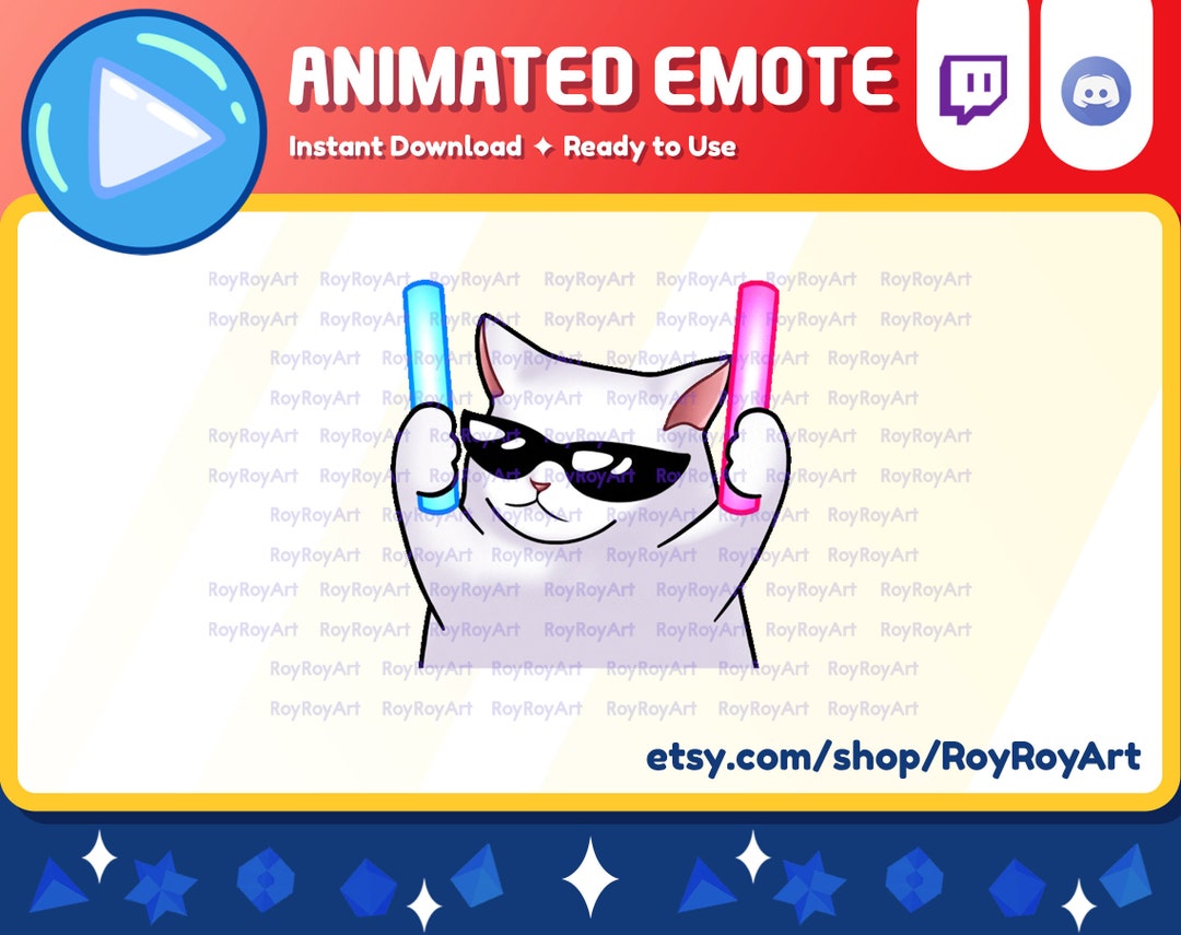 Twitch Emote Animated - Cool Cat Rave Light Sticks Glowsticks Emote ...