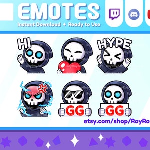 Twitch Emotes Halloween Grim Reaper Pack 1 / Hi, Love, Hype, Angry, GG ...