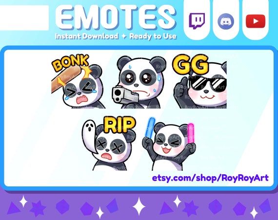 Twitch Emotes Cute Panda Pack 3 / Bonk Gun GG RIP Rave - Etsy