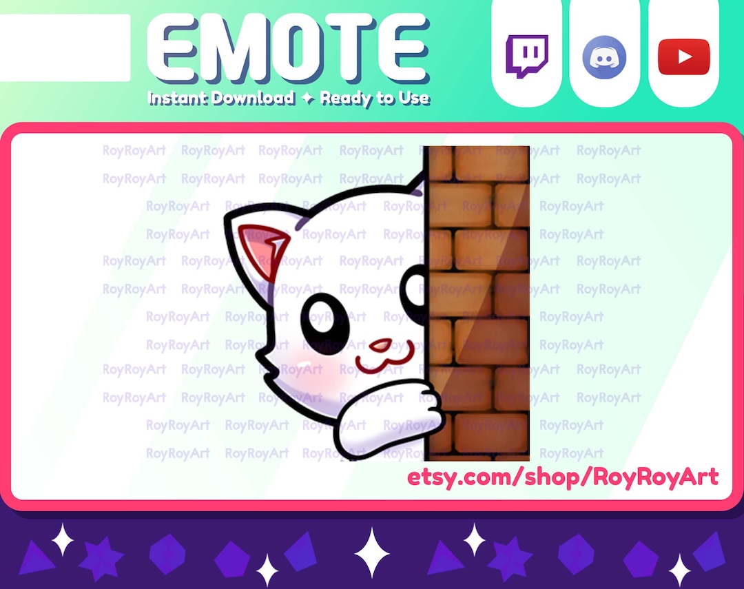 Twitch Emote - White Cat Lurk Emote / Sub Emoji - Etsy