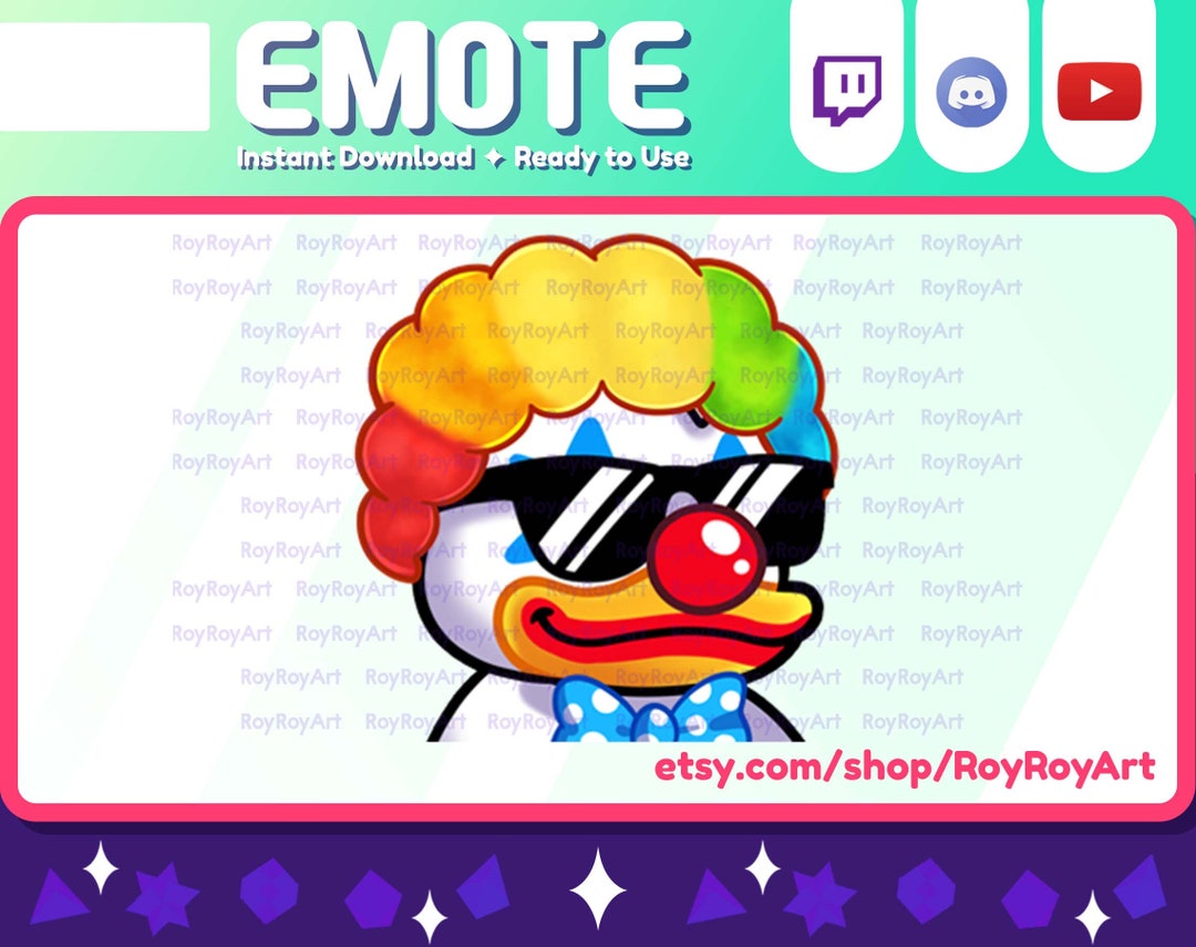 Twitch Emote - Cool Duck Clown / Sub Emoji Discord - Etsy