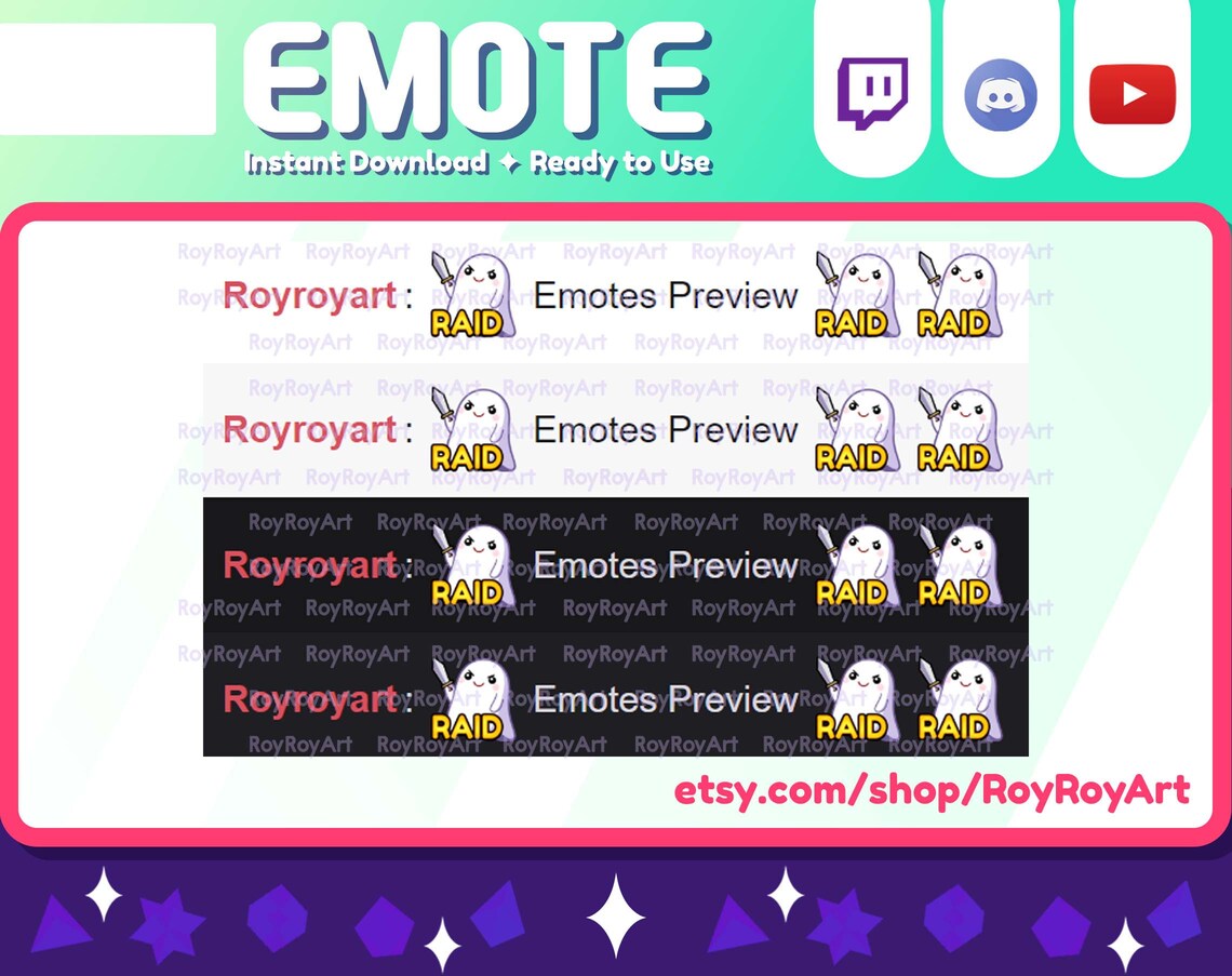 Twitch Emote - Kawaii Ghost Raid Emote / Sub Emoji - Etsy
