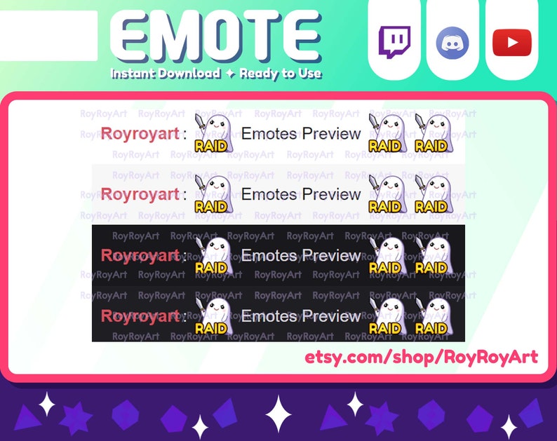 Twitch Emote Kawaii Ghost Raid Emote / Sub Emoji - Etsy