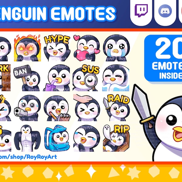 Penguin Twitch Emotes - Etsy