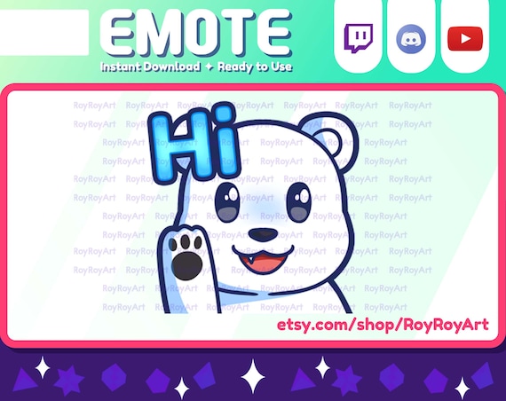 Twitch Emote Polar Bear Hi Hello Waving / Sub Emoji | Etsy