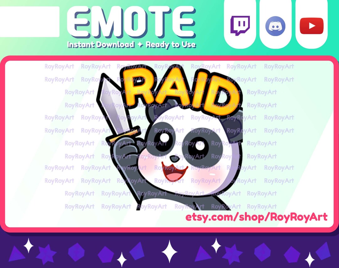 Twitch Emote - Cute Panda Raid Emote / Sub Emoji - Etsy