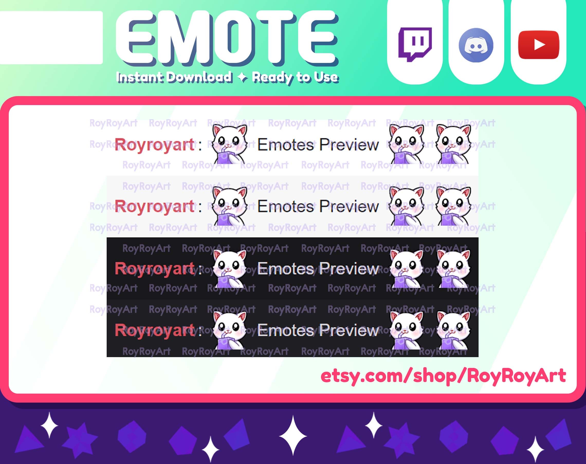 Twitch Emote - White Cat Sip Emote / Sub Emoji - Etsy Canada